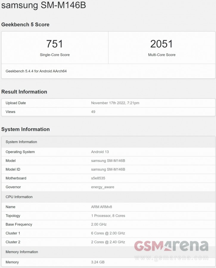 Samsung Galaxy A14/M14 5G appeared on Geekbench, equipped with Exynos ...