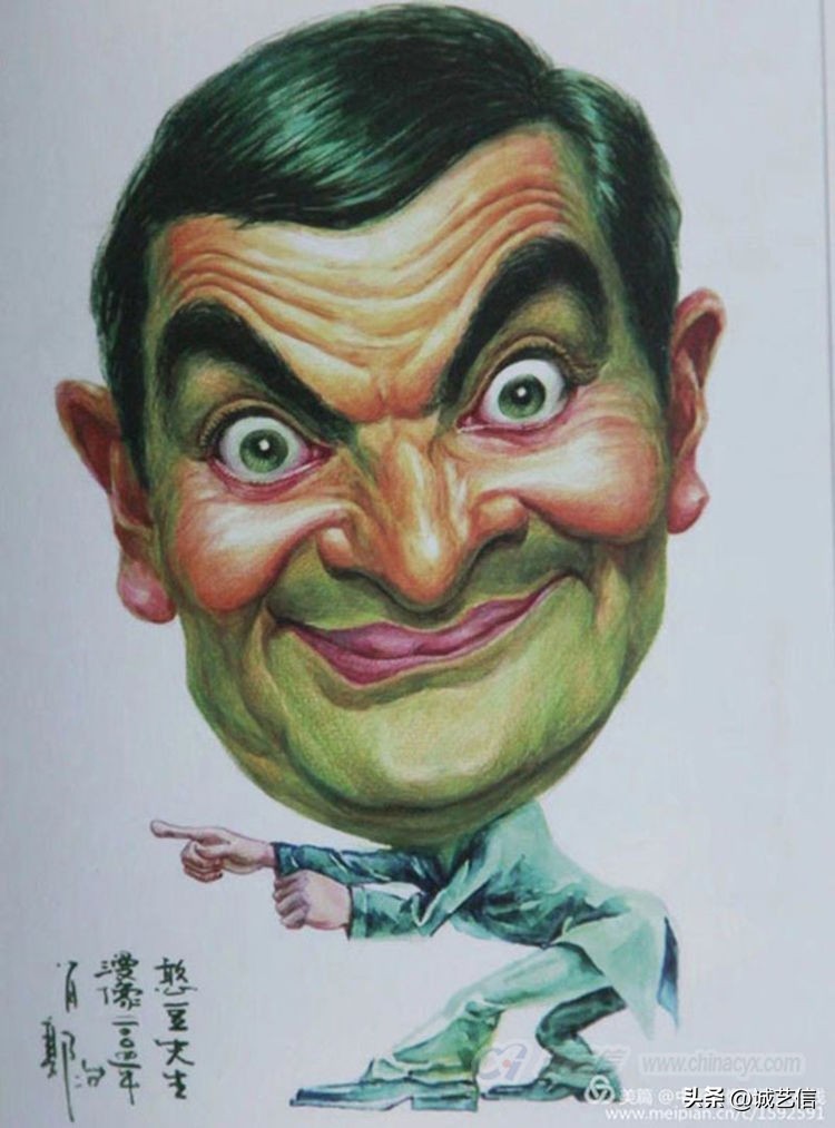 "Mr Bean" Rowan Atkinson cartoon portrait - iNEWS