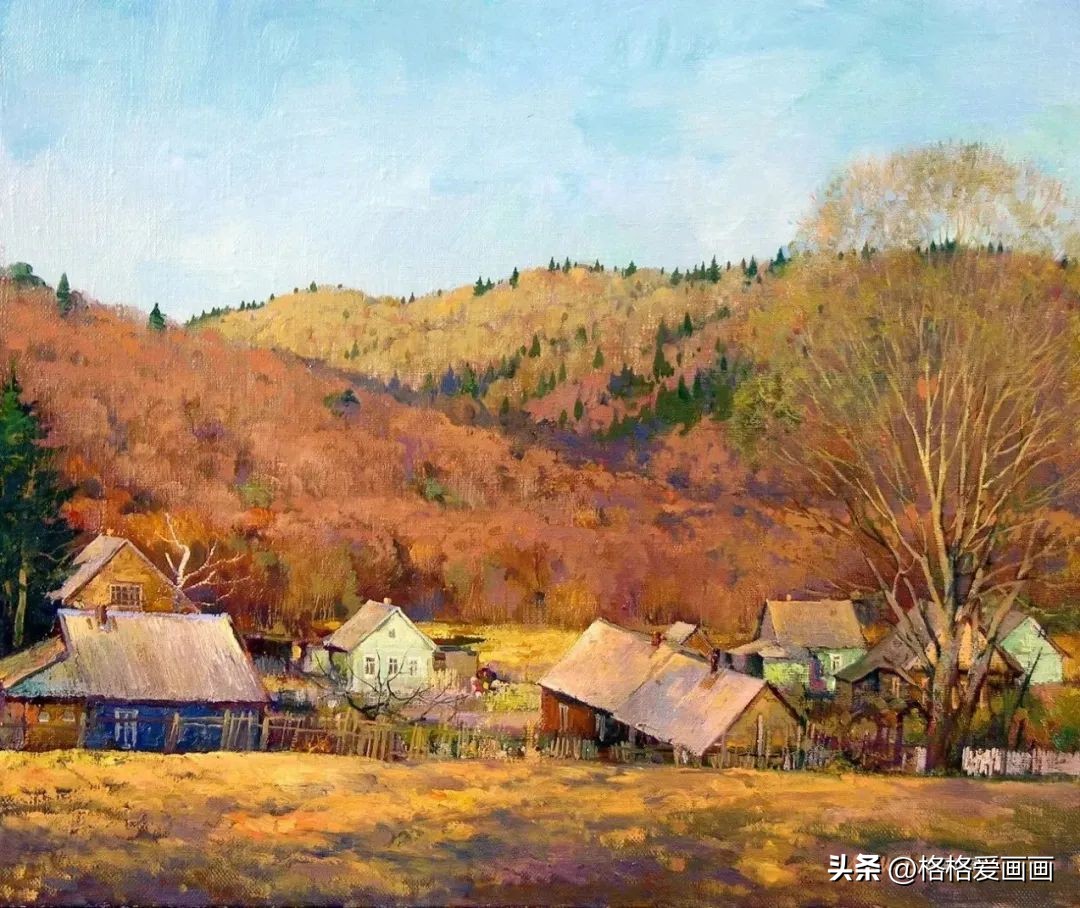 Realistic, impressionist Russian landscape oil painting, beautiful and ...