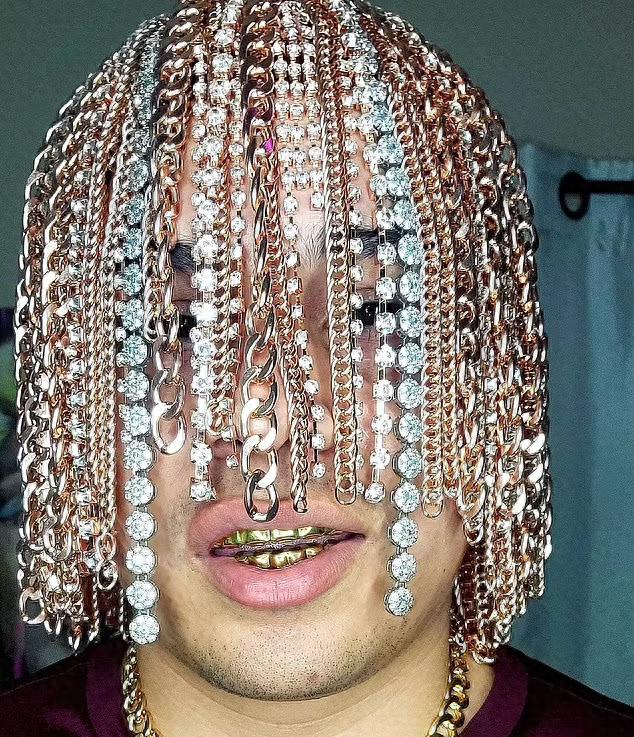 Following the diamond-encrusted forehead, another singer has a big gold ...