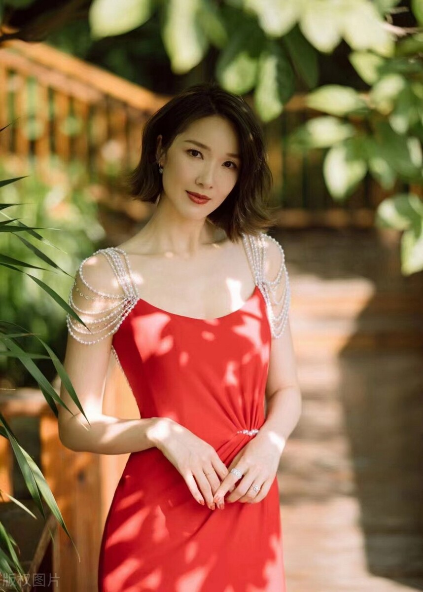 Li Yanan's red dress photo is full of light and shadow, dignified and elegant - iMedia