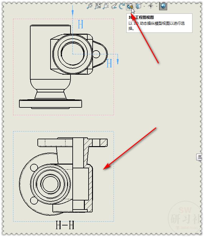 Sectional view of a SolidWorks 3D drawing view - iNEWS