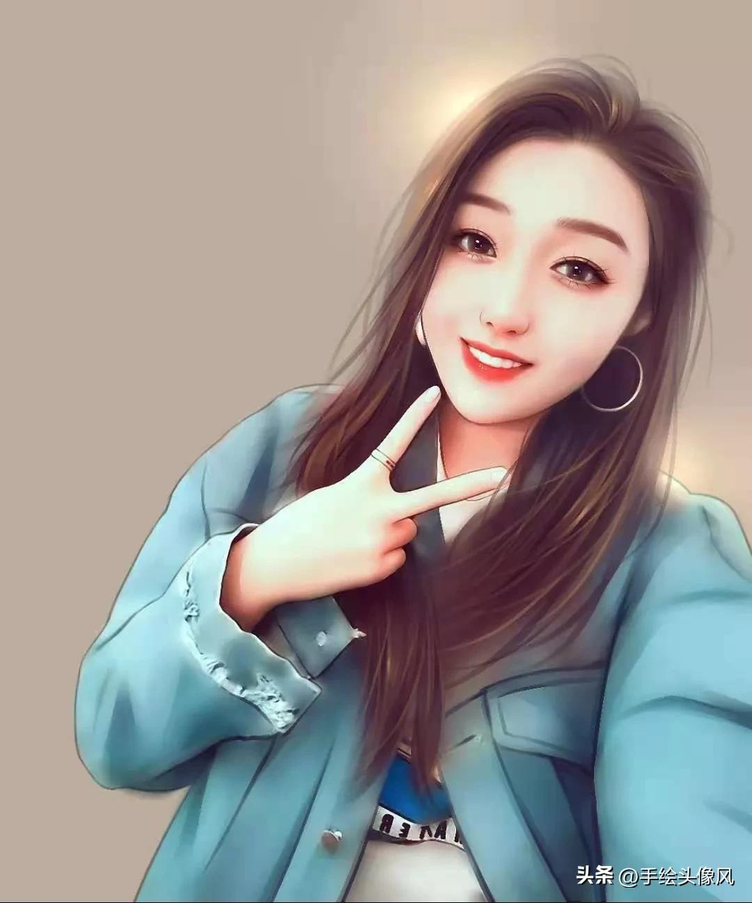 Fresh and lovely girl's hand-painted avatar, big eyes are so beautiful ...