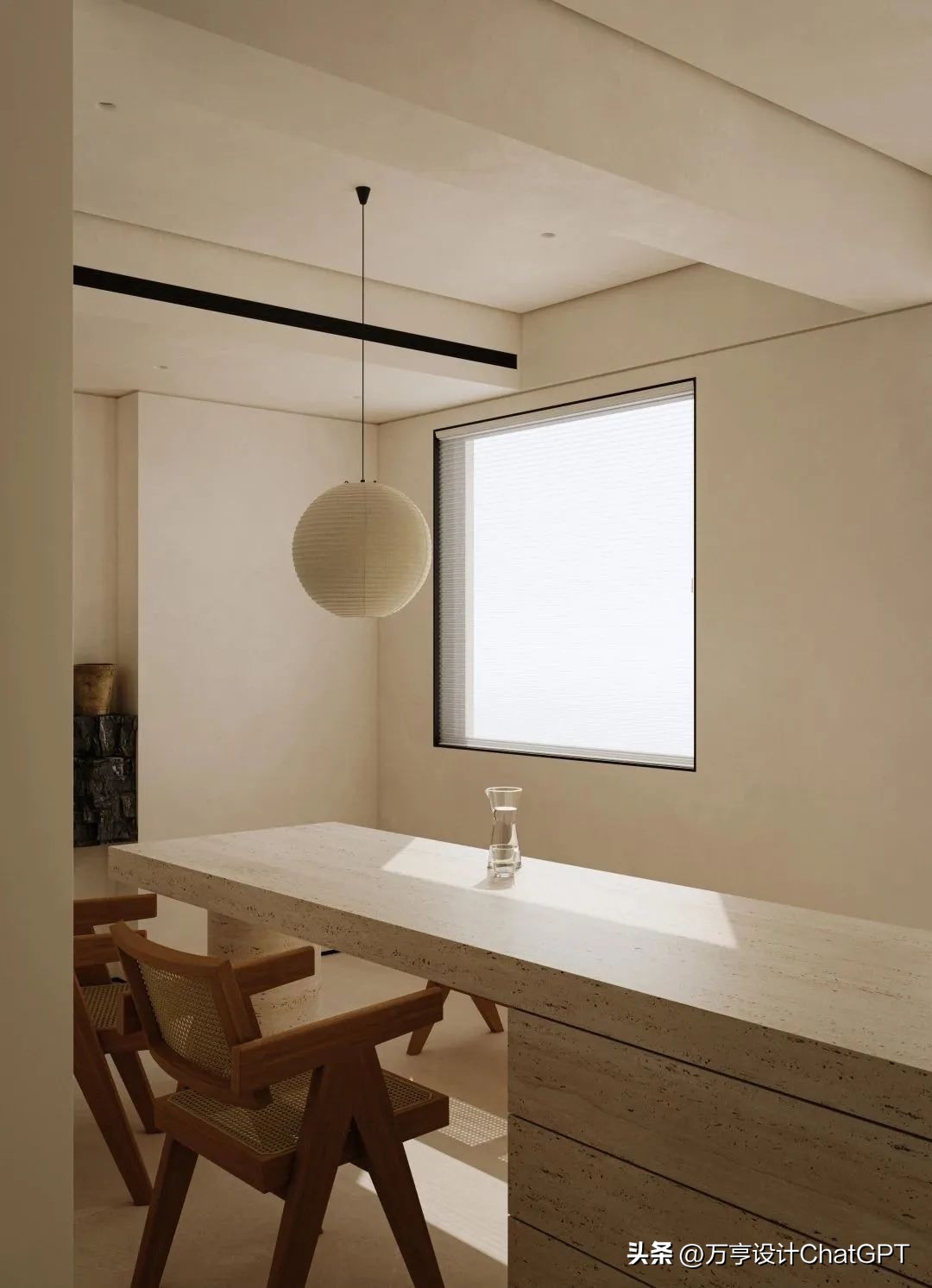 Logs make the overall color of the space warm and soothing, and the ...