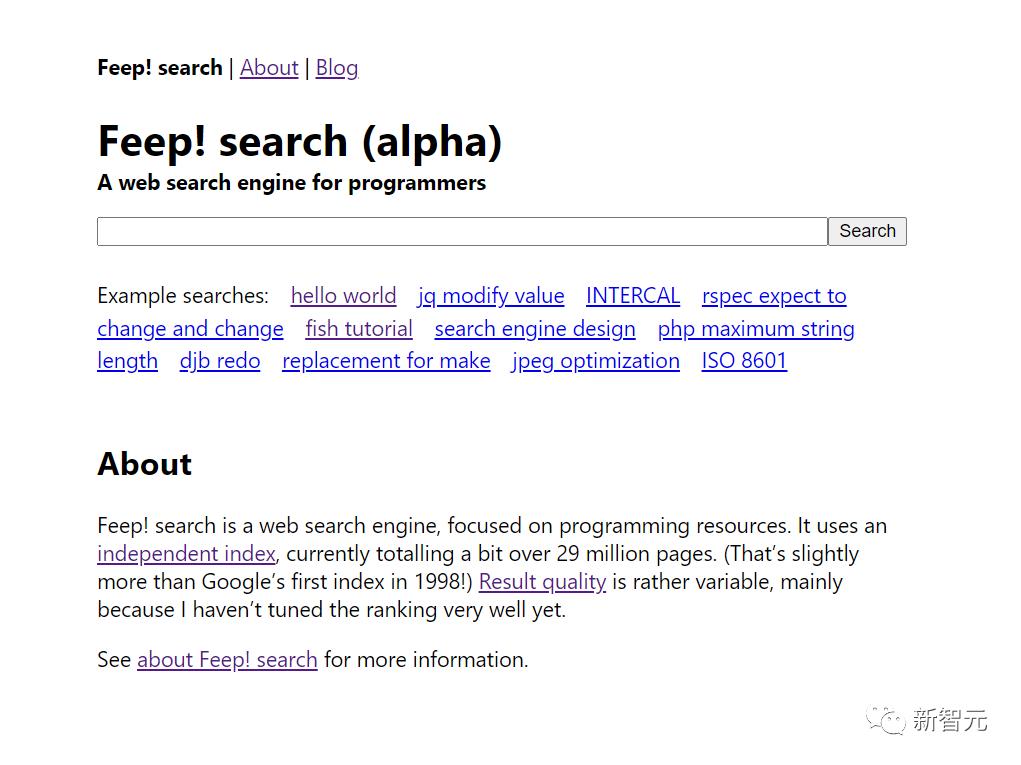 Feep! search: A search engine for programmers with over 29 million ...