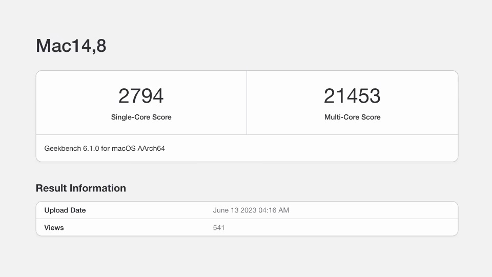搭載M2 Ultra的Mac Pro跑分公開：單核2794、多核21453 - 資訊咖