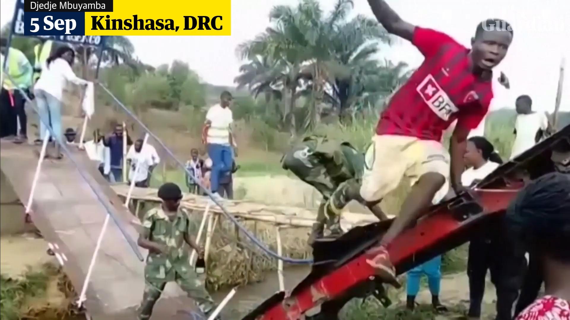 One cut "no"!A newly repaired bridge in Congo cuts the ribbon, the officials cut down the ...