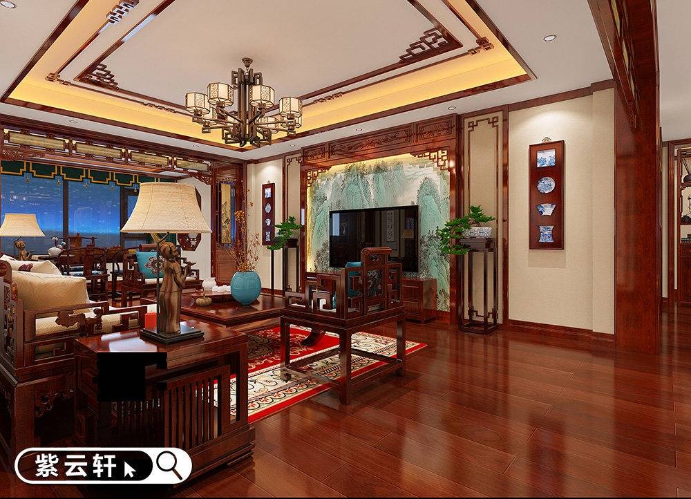 Ziyunxuan Villa Chinese-style decoration three-bedroom Chinese-style ...