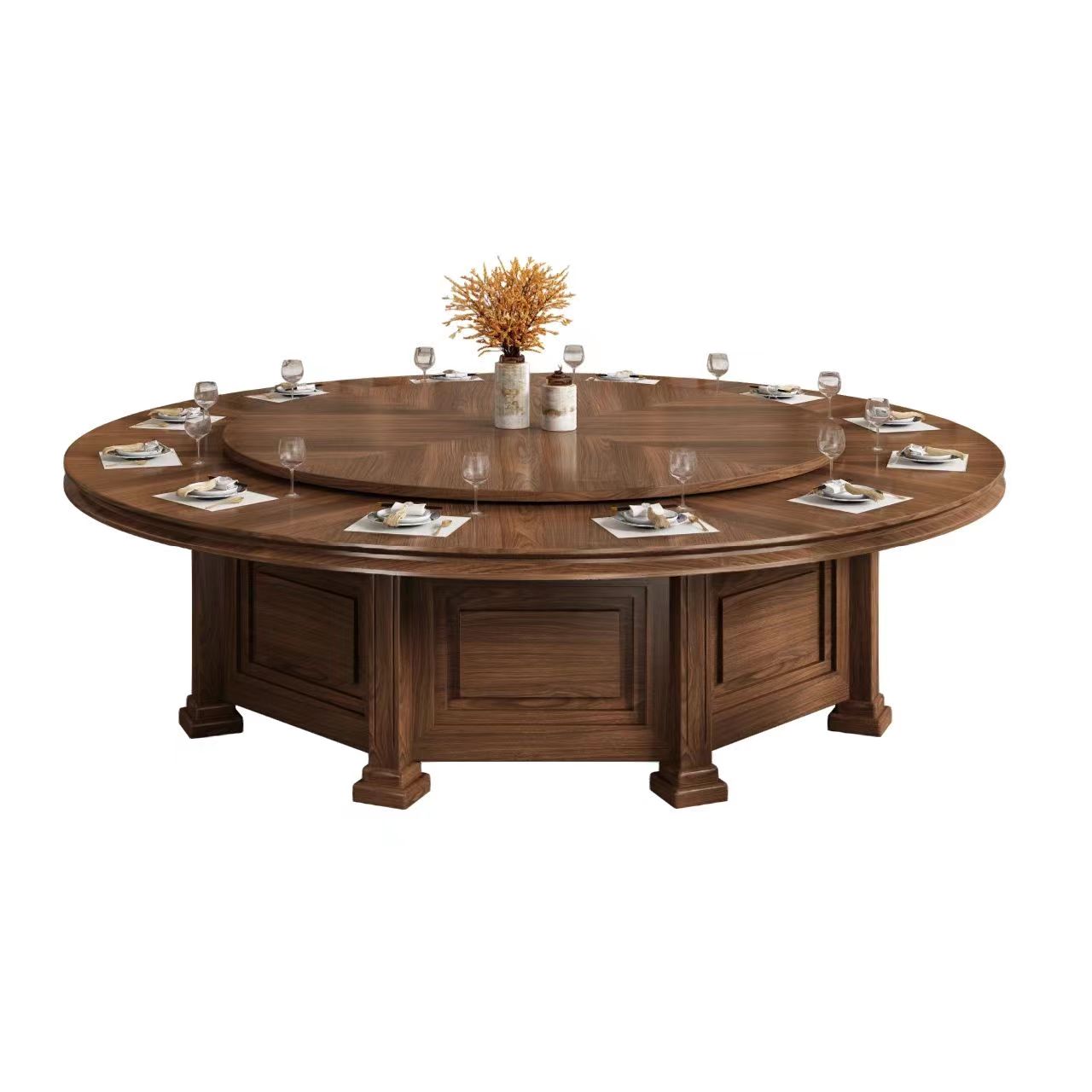 How much is a solid wood electric dining table high-end large round ...