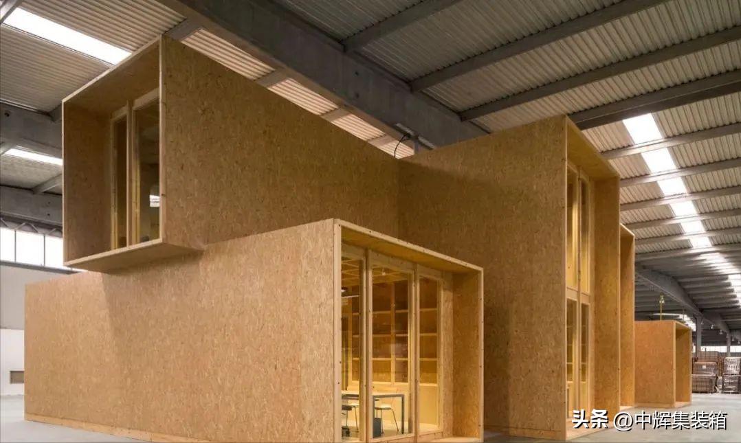 The exterior of the container office is made of cork material, and the ...