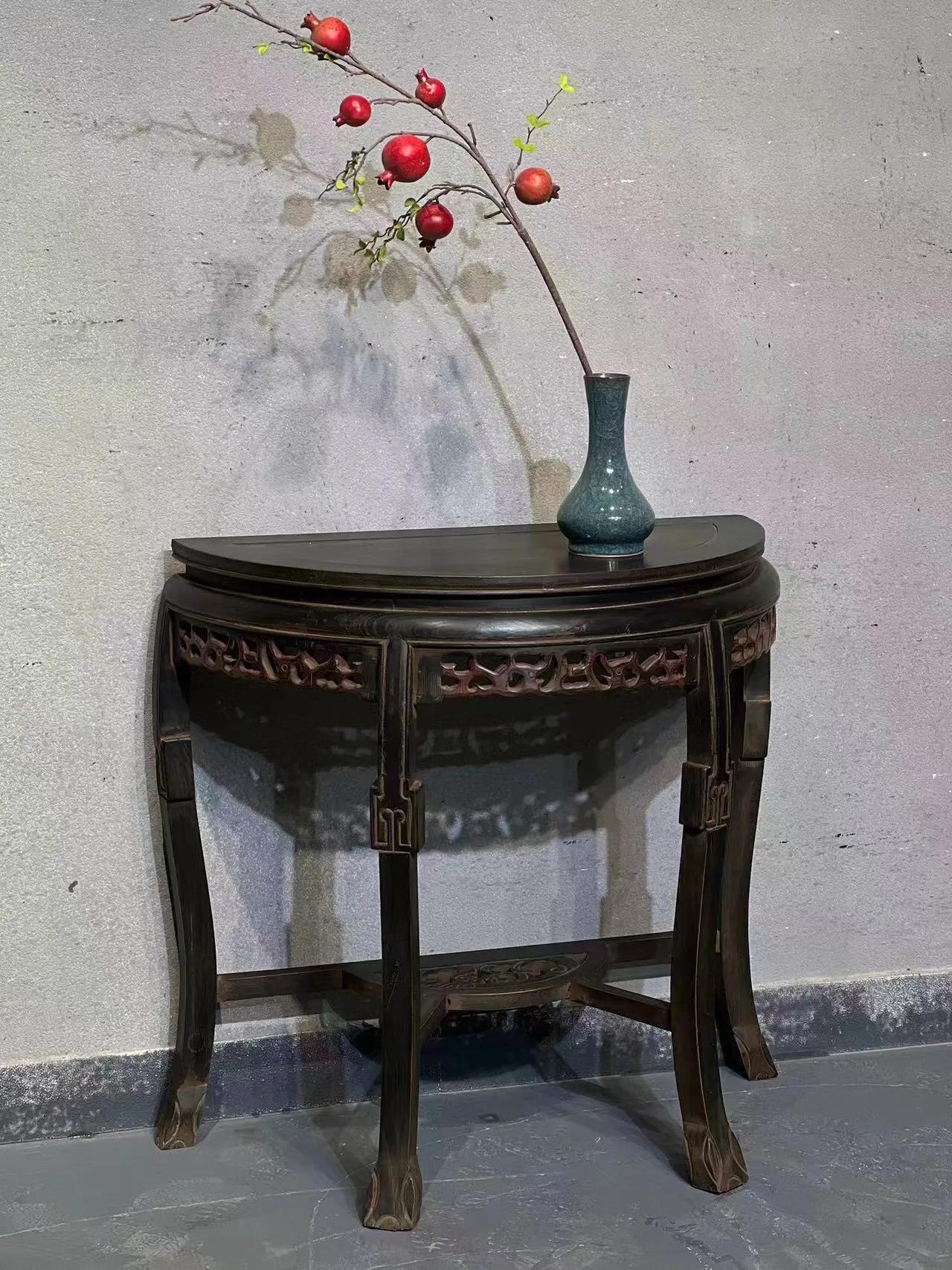 Ruyi half-round table, crescent table size: length 80 width 40 height ...