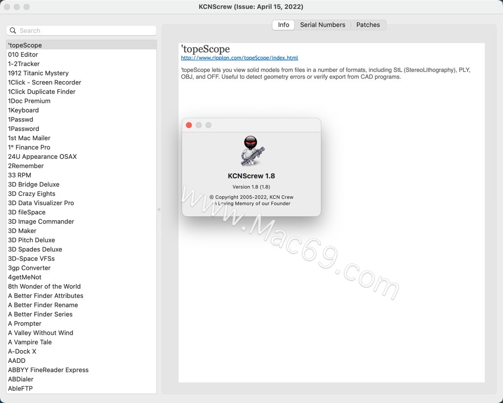 The latest mac software serial number robot: KCNScrew for Mac - iNEWS