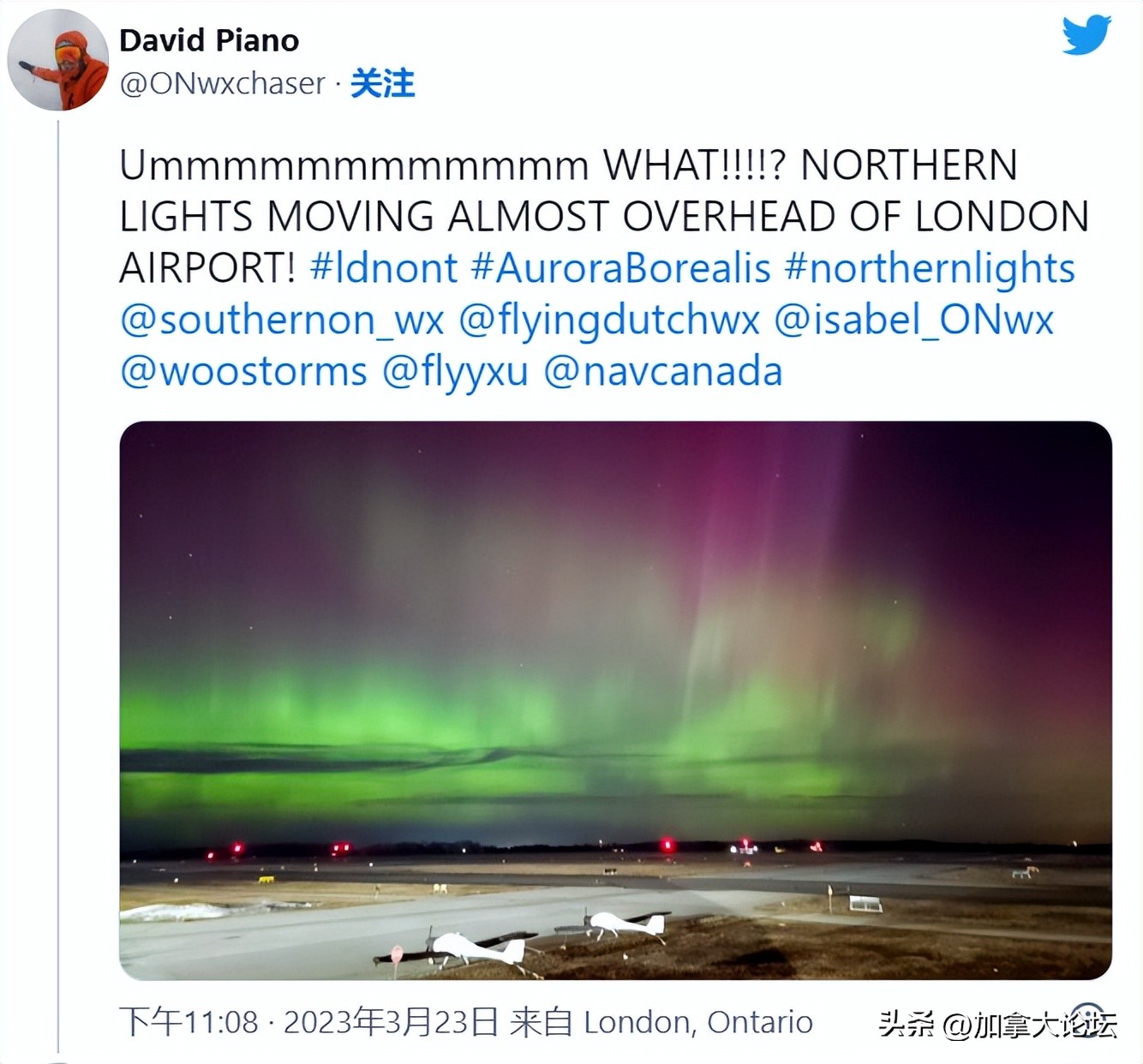 shock! The rare aurora appeared in Toronto, and the Chinese organized a ...