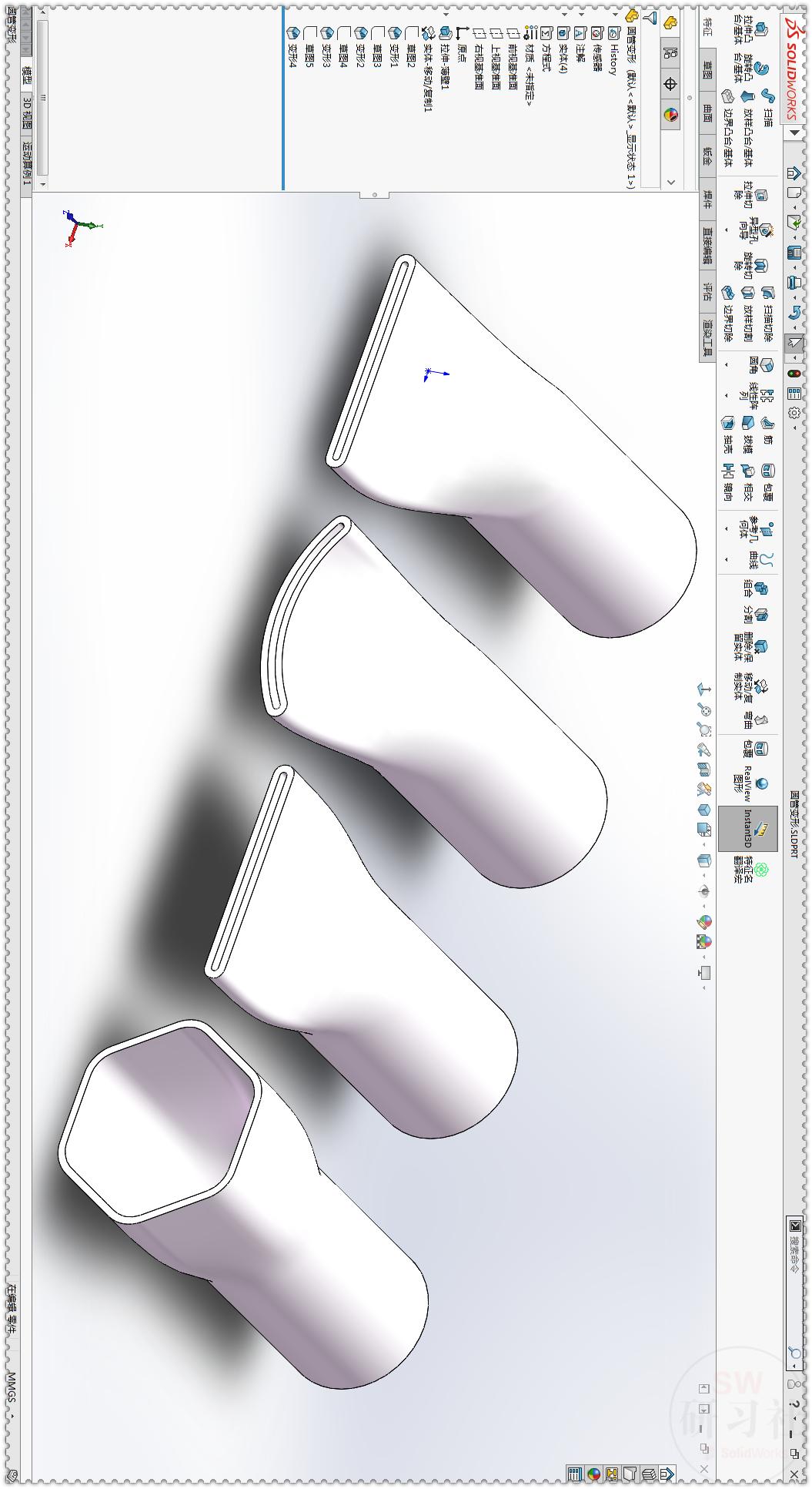Using SolidWorks to draw 4 deformed circular tubes, it is simpler ...