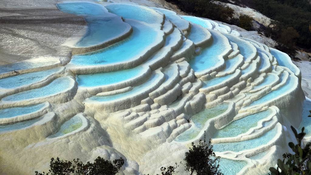 The National Geographical Indication Wonder "White Water Terrace" is a ...