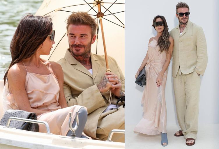 It is too sweet! Beckham and his wife took a boat to watch the show ...