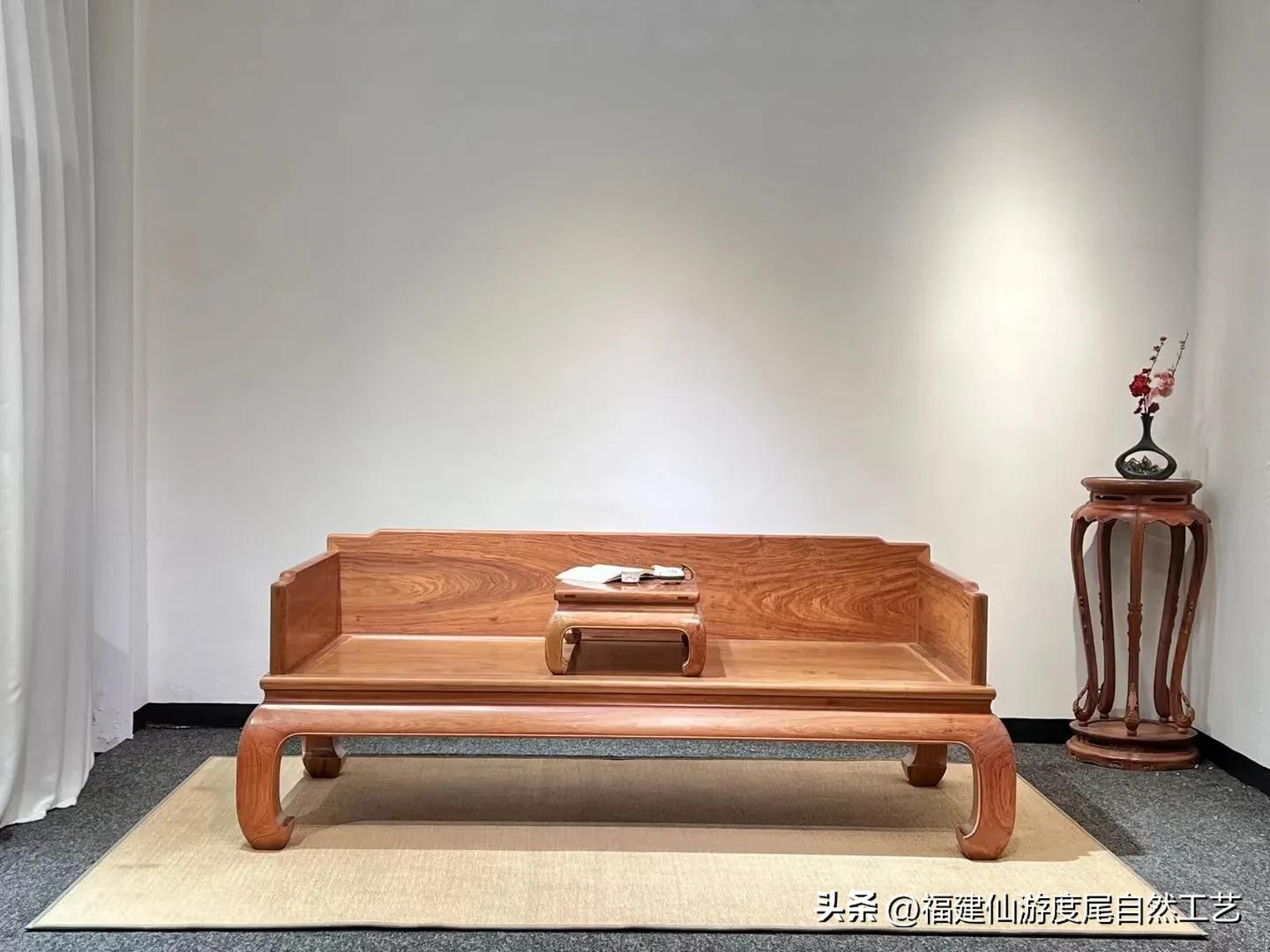 Burmese rose pear gentian pattern three-circle single-board Arhat bed ...