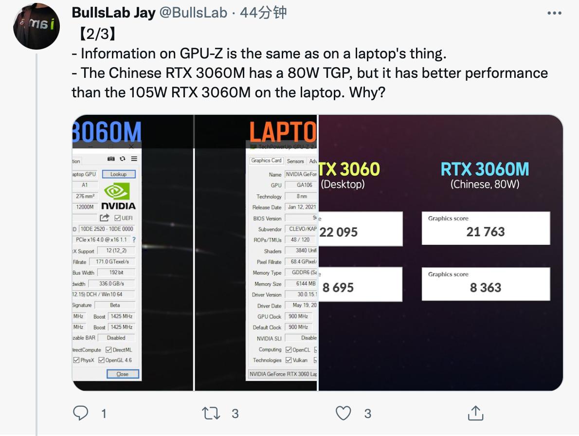 NVIDIA RTX3060M desktop graphics card running score exposure, from the magic of notebook GPU ...