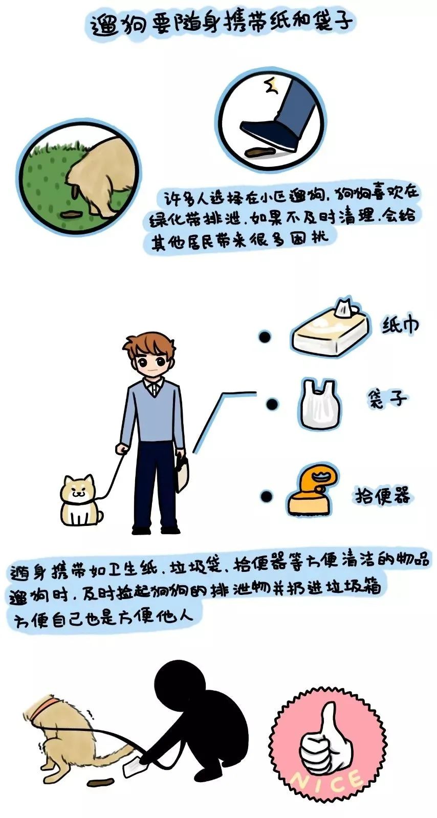 A group of cartoons tell you how to raise dogs in a civilized manner ...