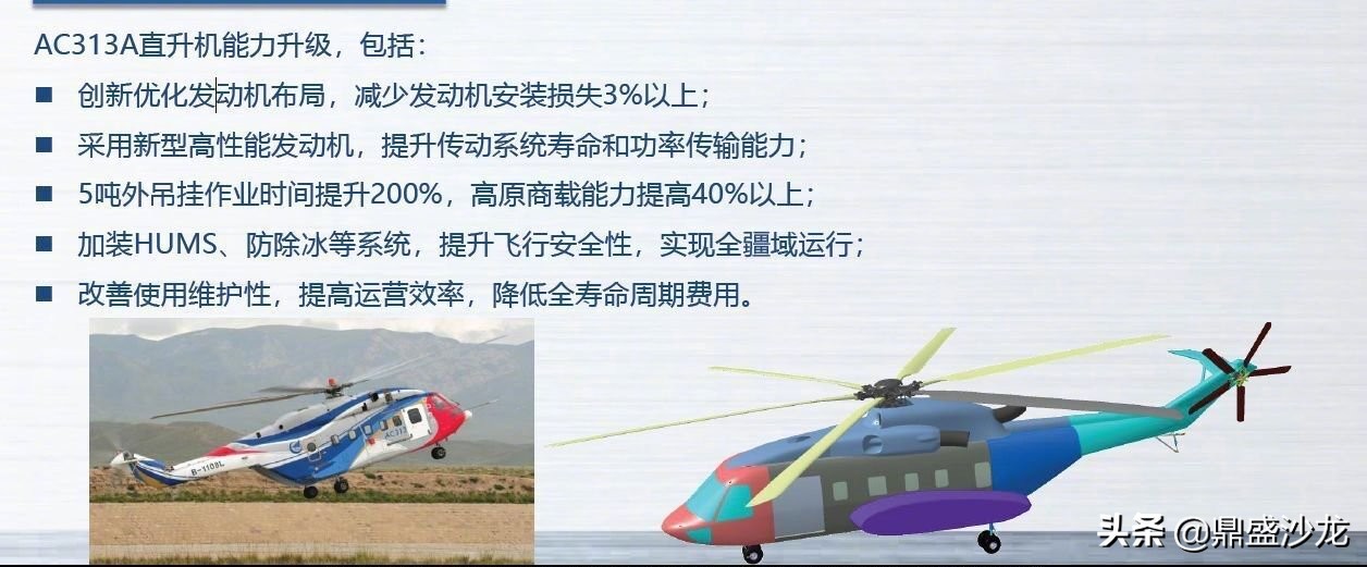 AC313A helicopter is a major improvement, a number of advanced ...