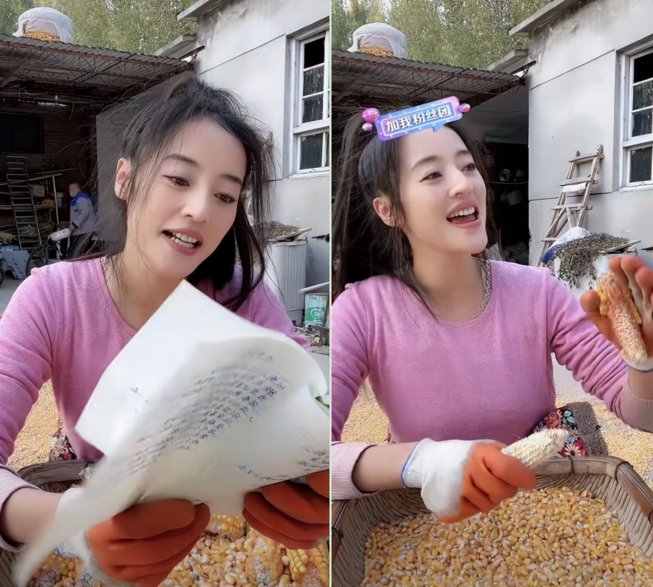 Actress Qin Xue has no scenes to shoot back to the countryside!In the yard, the action of ...