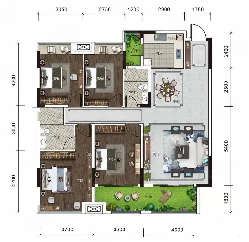 Appreciate three 140-square-meter apartment types with different design ...