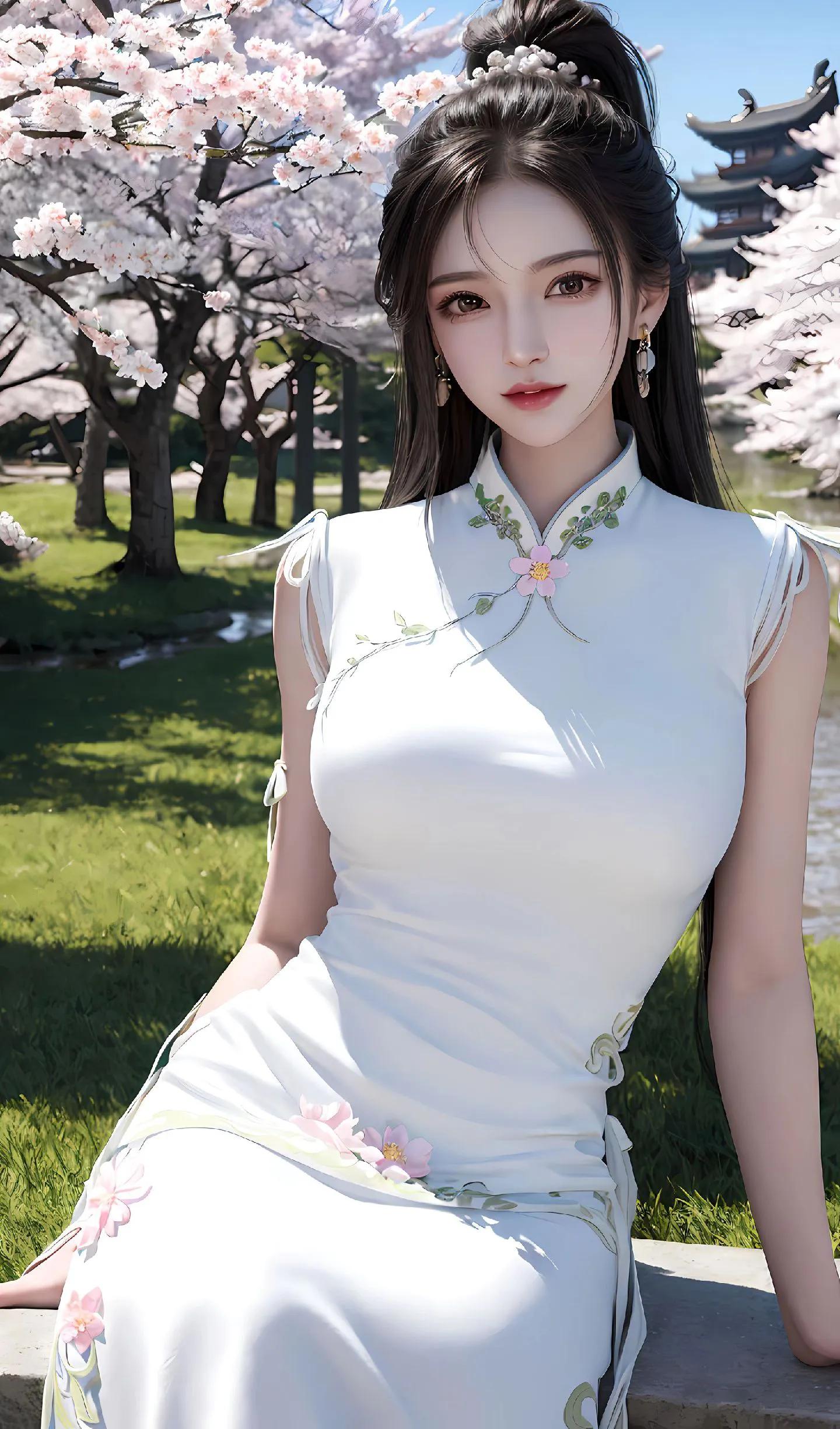AI Painting - Cheongsam in Spring - iMedia