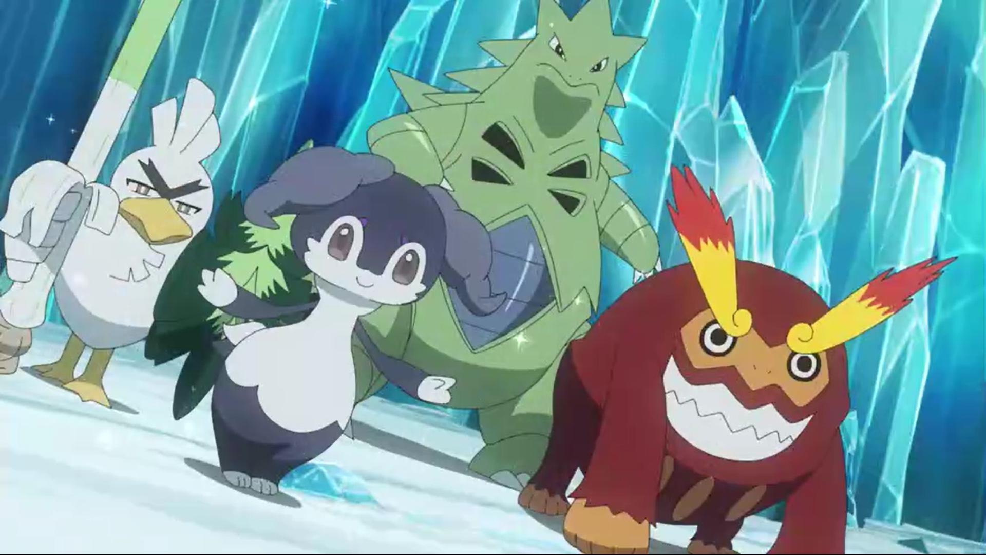 Xiaozhi Xiaohao Xiaomao Shifu, team battle against Frozen Bird, Pokemon ...