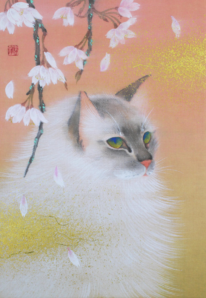 Japanese painter Yuka Taguchi's delicate and vivid paintings of cats ...