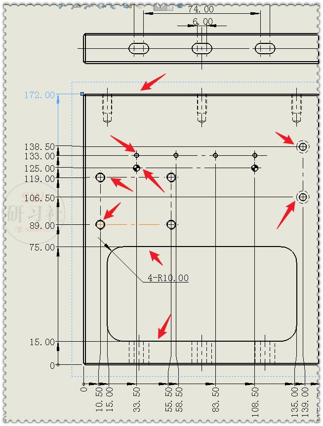 SolidWorks marks hole positions with horizontal and vertical dimension ...