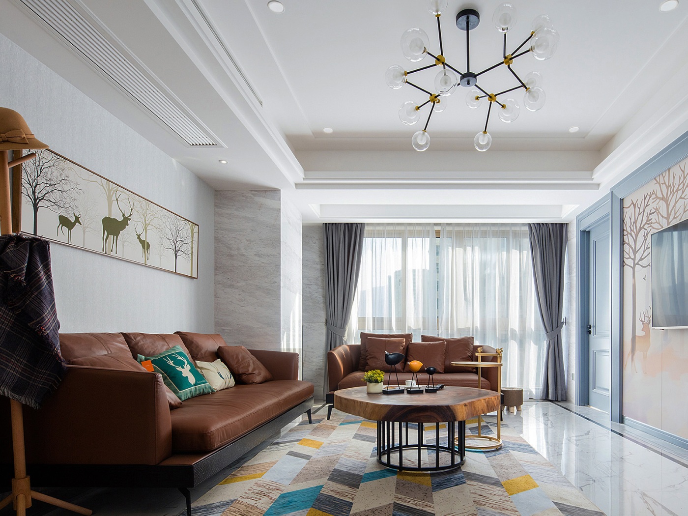 135 square meters of modern Nordic style three-bedroom apartment, the ...
