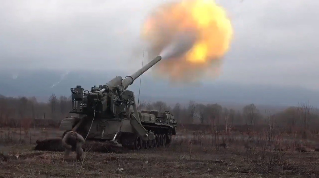 Nuke can be fired!The Russian army's 203mm artillery is deployed on the ...