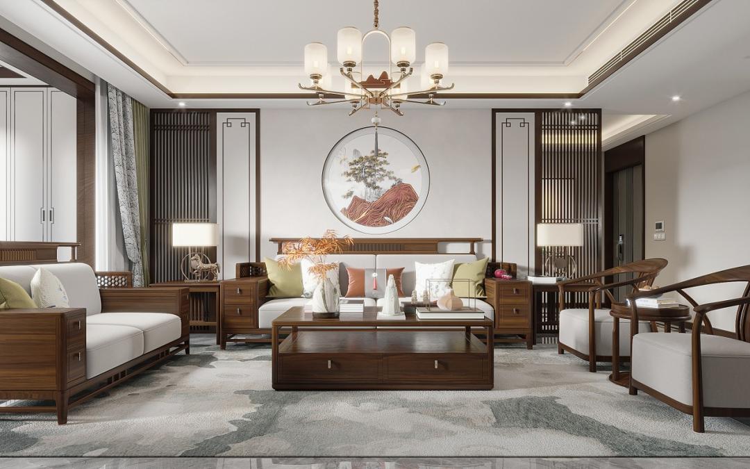 Decoration case 140㎡ new Chinese style decoration case, immersed in ...