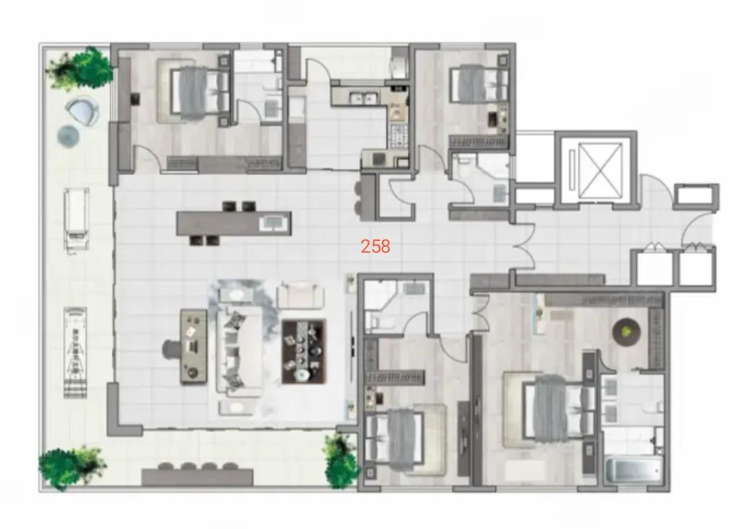 The 258-square-meter personality bungalow with a large flat floor ...