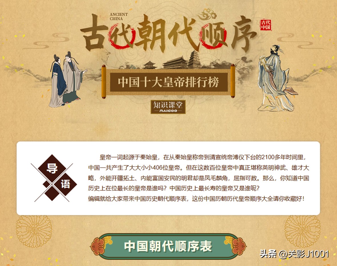 The development history of ancient Chinese dynasties, the ranking list ...