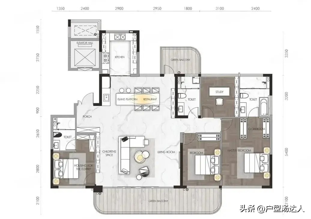 168 square meters of exquisite three-bedroom, plus north and south ...
