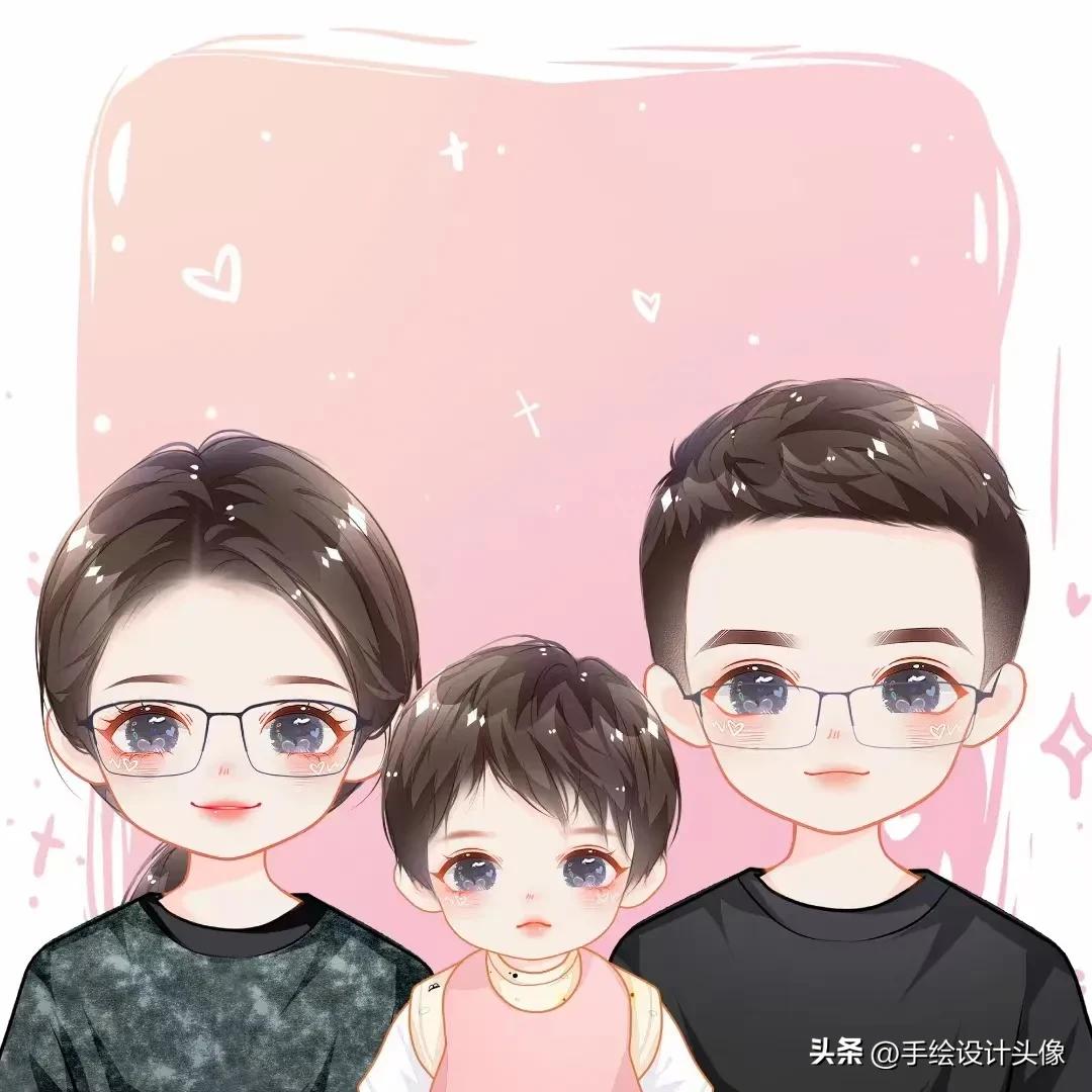 Change your WeChat avatar, 2023 New Year cartoon family portrait parent ...