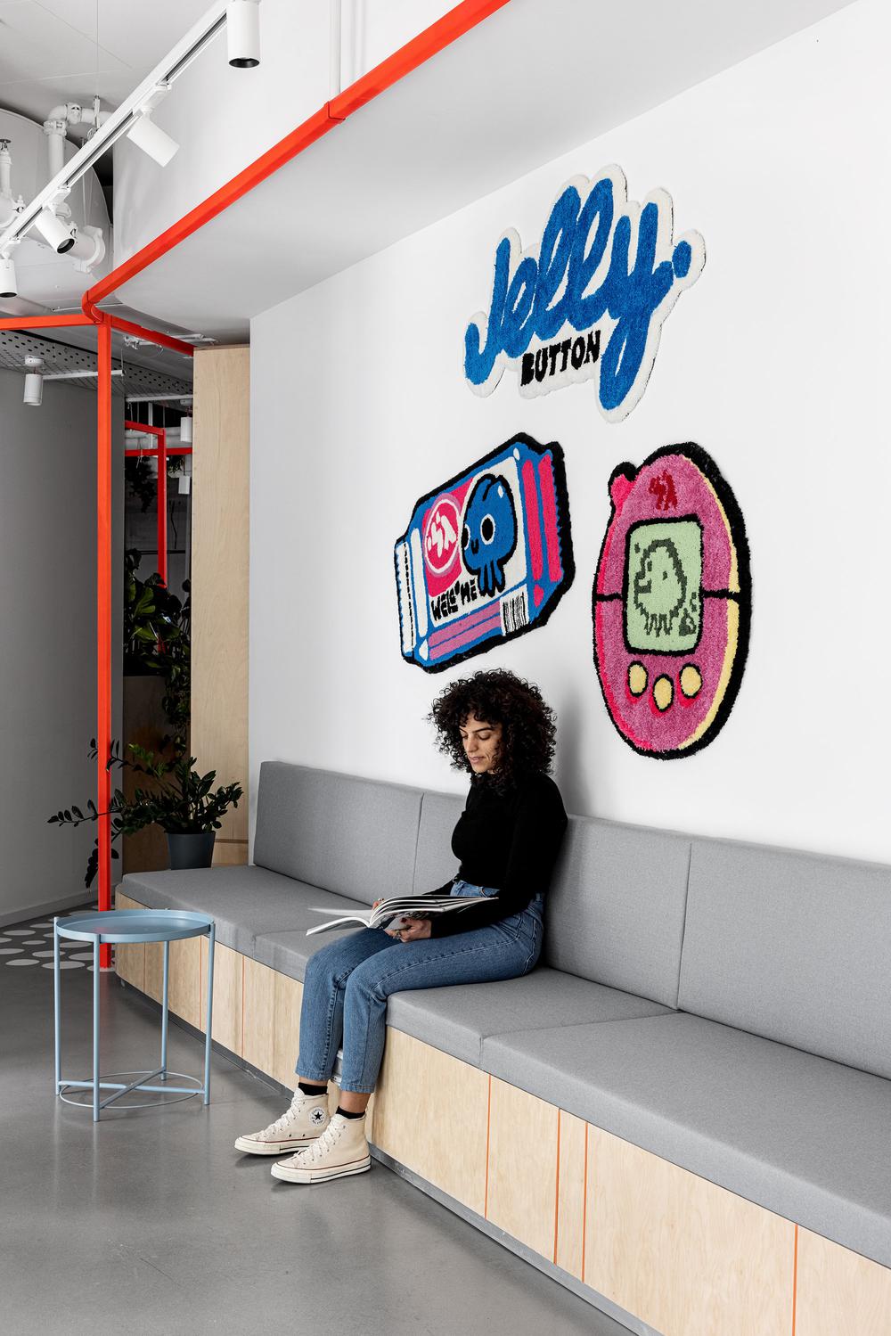 Simple industrial style Israeli game studio Jelly Button office design ...