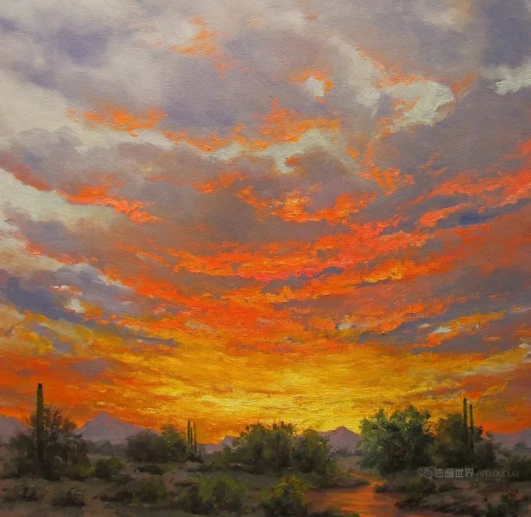 Beautiful landscape oil painting, the work of American painter Jeff ...