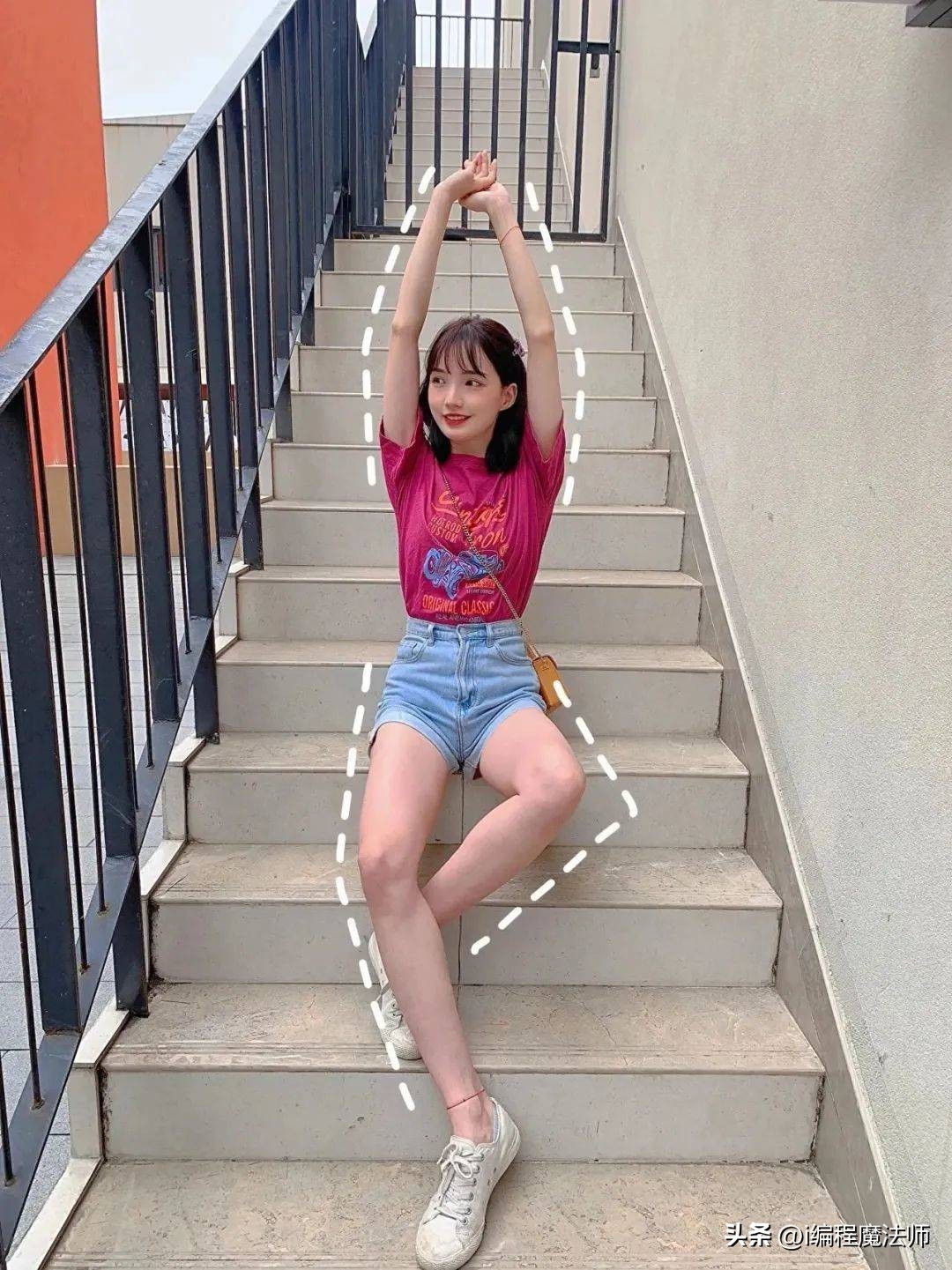 Super full stair photo pose, keep this shooting guide, and take a good ...