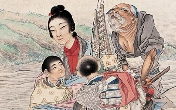 The first couplet "Think of grandson, look forward to grandson, have ...