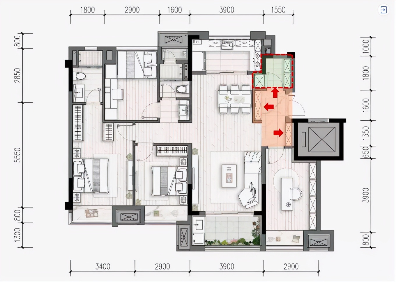 The 129-square-meter apartment can make such a pattern, which is ...