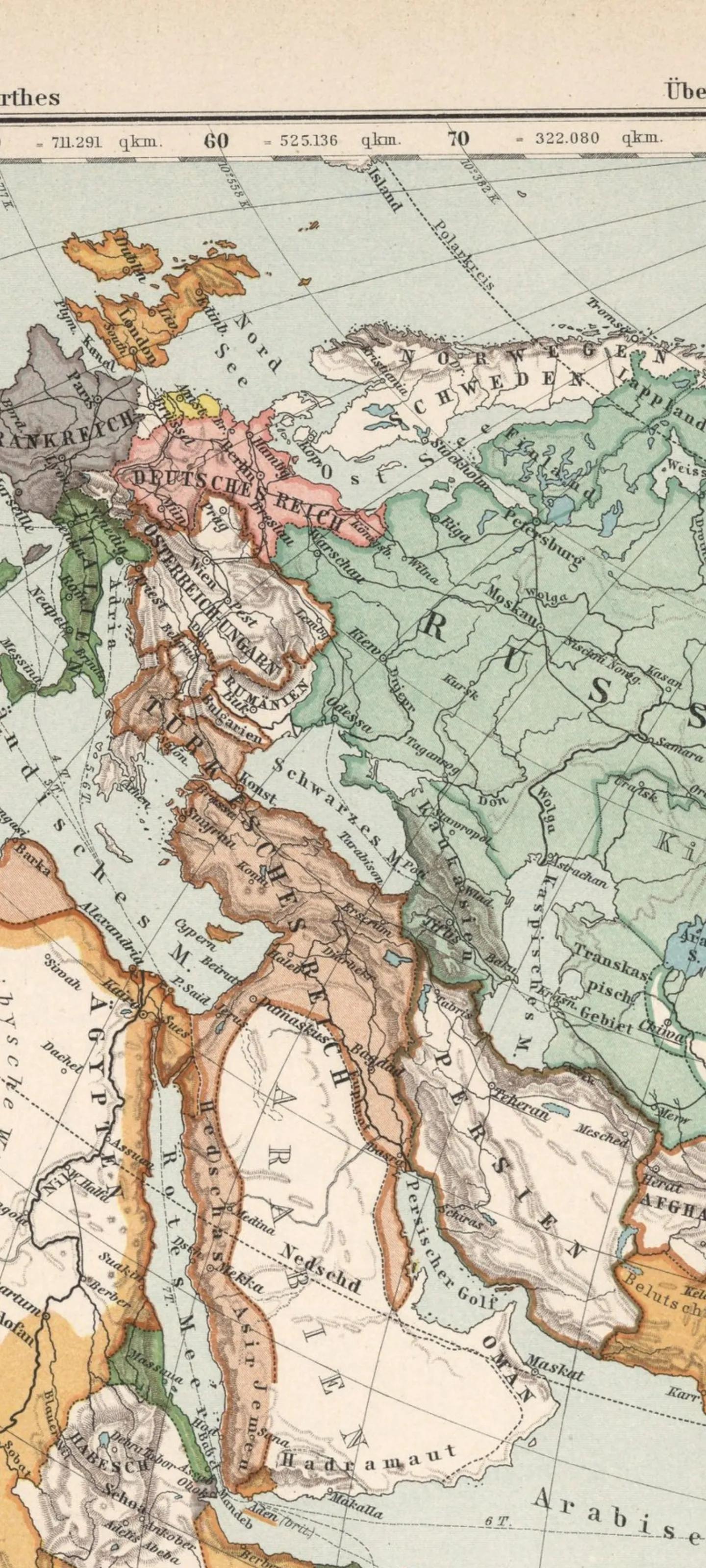 1902 German map, map of Russia and Ukraine - iNEWS