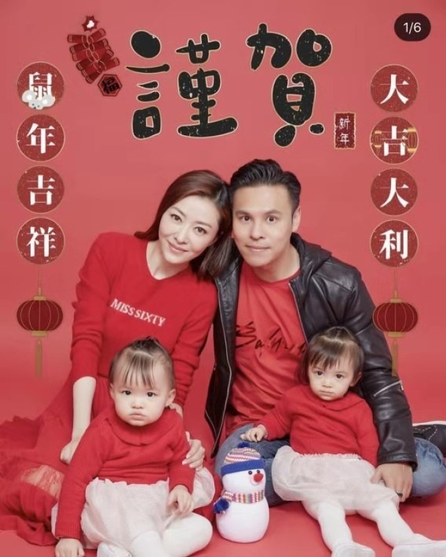 Xiong Dailin posted a family portrait! A 42-year-old girl without makeup, the two daughters did ...