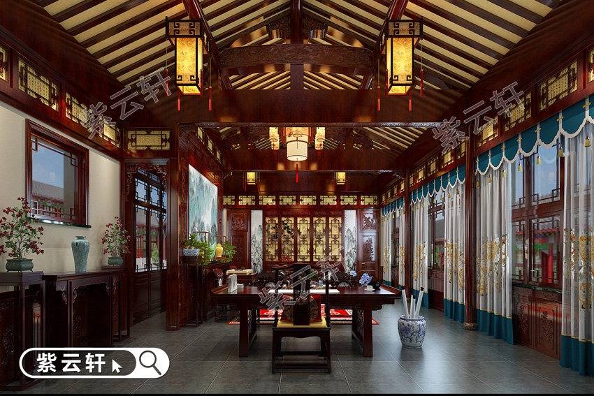 Hainan flat-floor Chinese-style decoration style, showing the grand ...