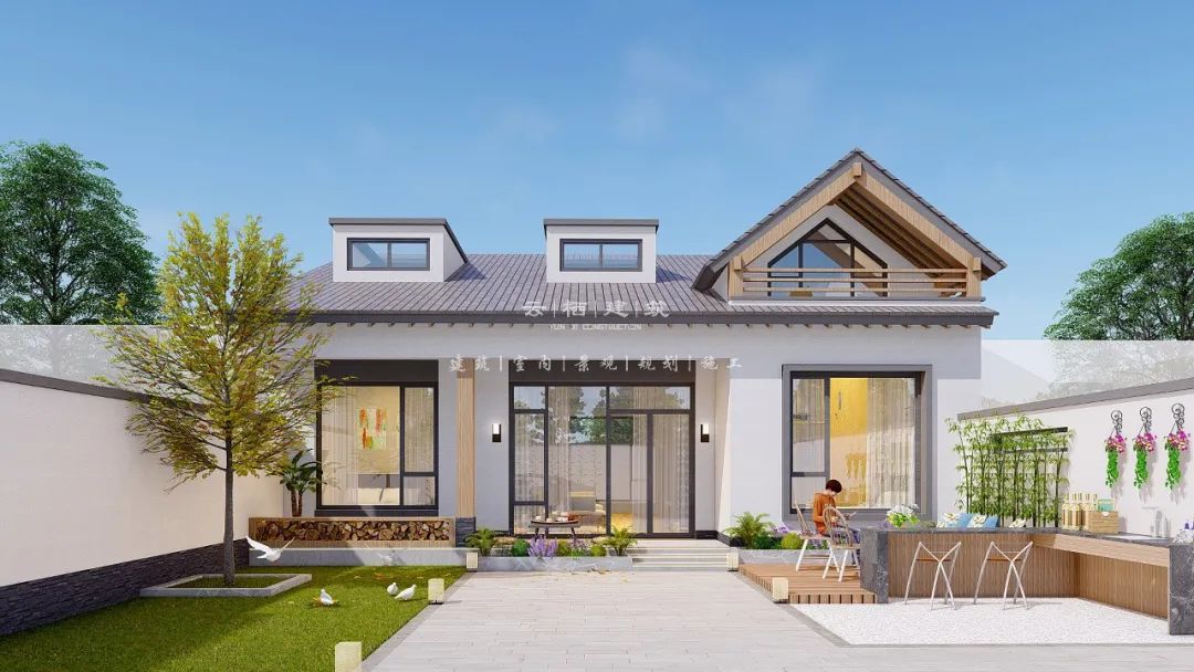 184㎡Super beautiful one-story self-built villa design with attic - iMedia