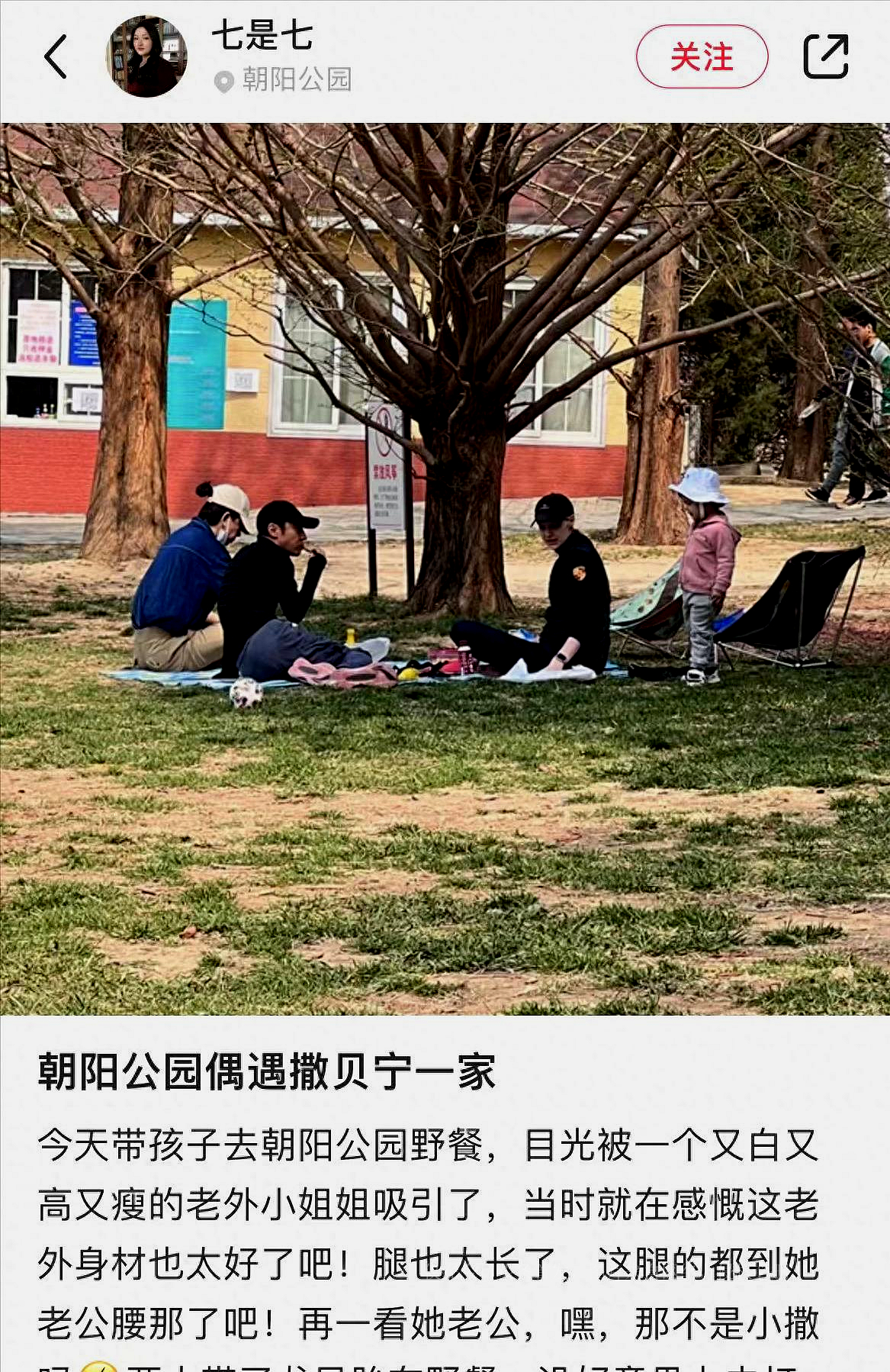 Sa Beining and his wife took their twins to the park for a picnic. Li ...