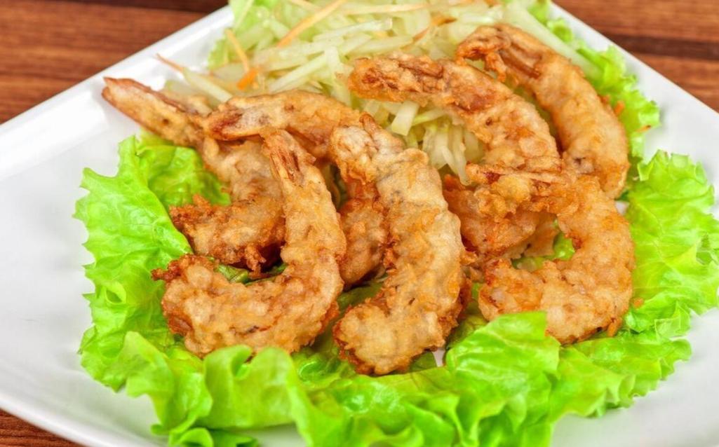 Emerald Fried Shrimp, a delicious delicacy that is charred on the ...