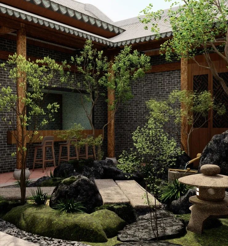 Small and exquisite Chinese-style natural courtyard, Sishui Hall counts ...