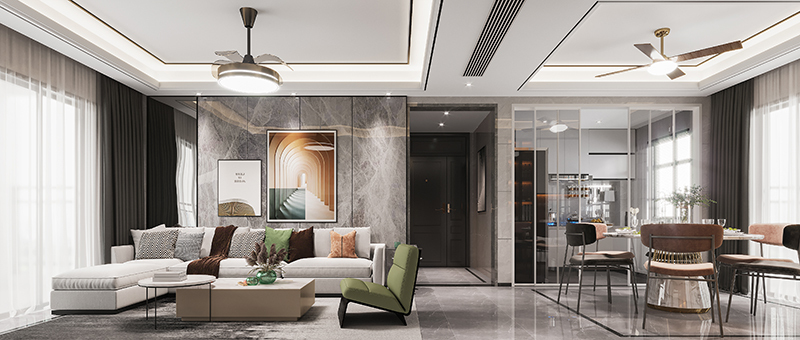 The 128-square-meter modern-style four-bedroom apartment is flamboyant ...